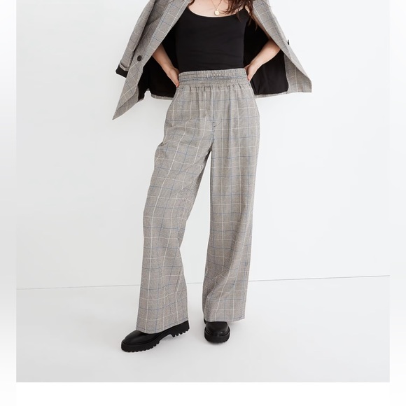 Madewell | Pants & Jumpsuits | Madewell Carley Gray Plaid Wideleg Pants ...